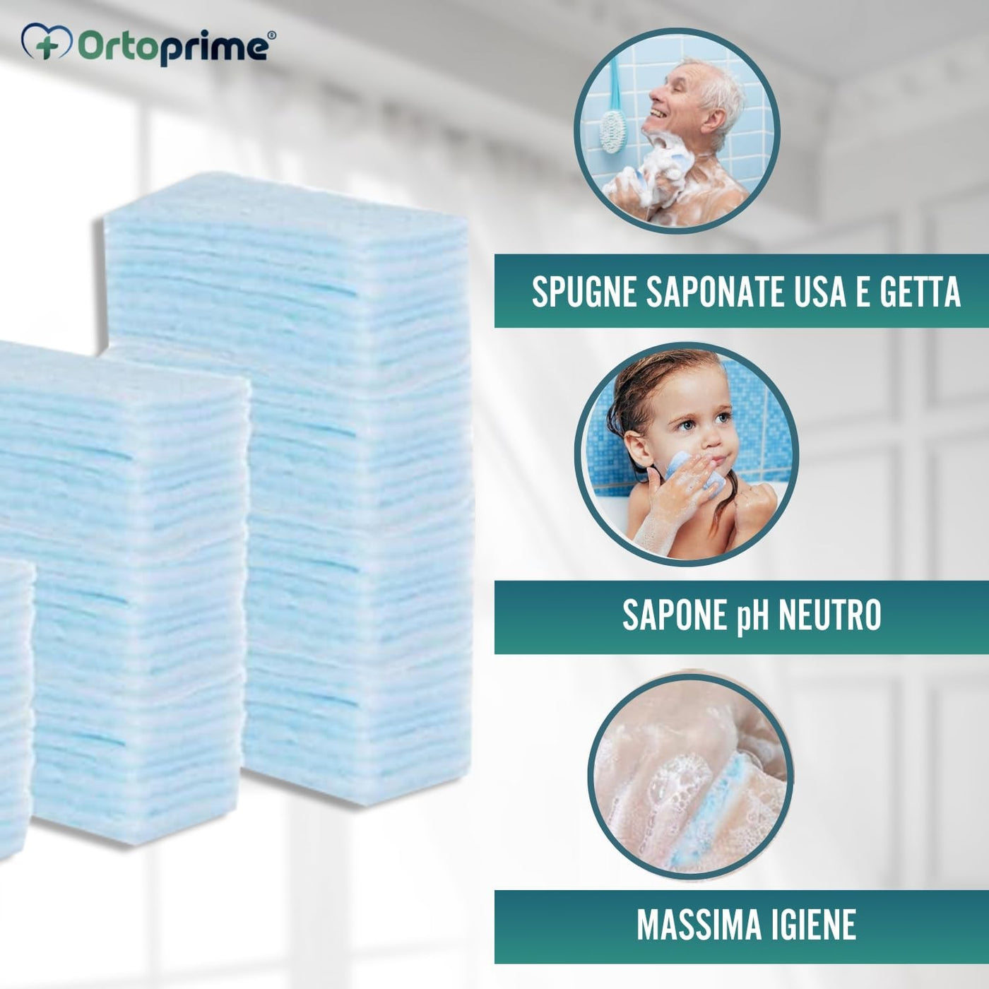 PACK 120 Spugne Saponate Monouso per Neonati + Adulti